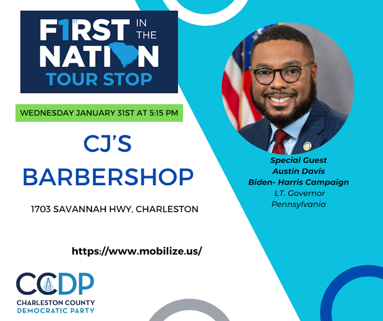 First in the Nation Bus Tour: CJ's Barber Shop · Mobilize